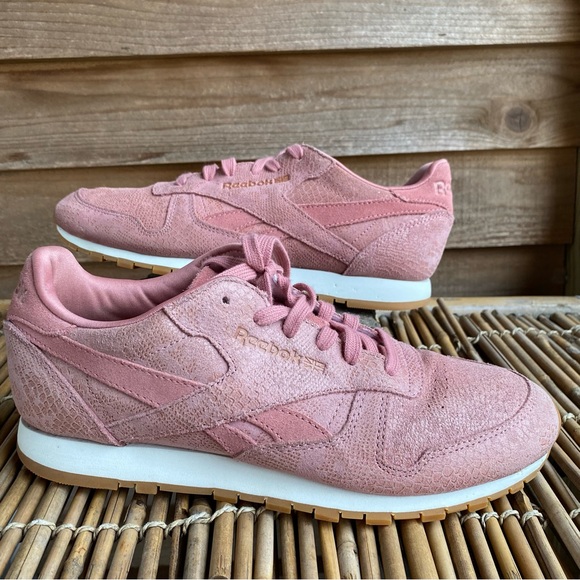 Reebok | Shoes | Reebok Classics Snakeskin Pink Rose Gold Suede Shoe ...